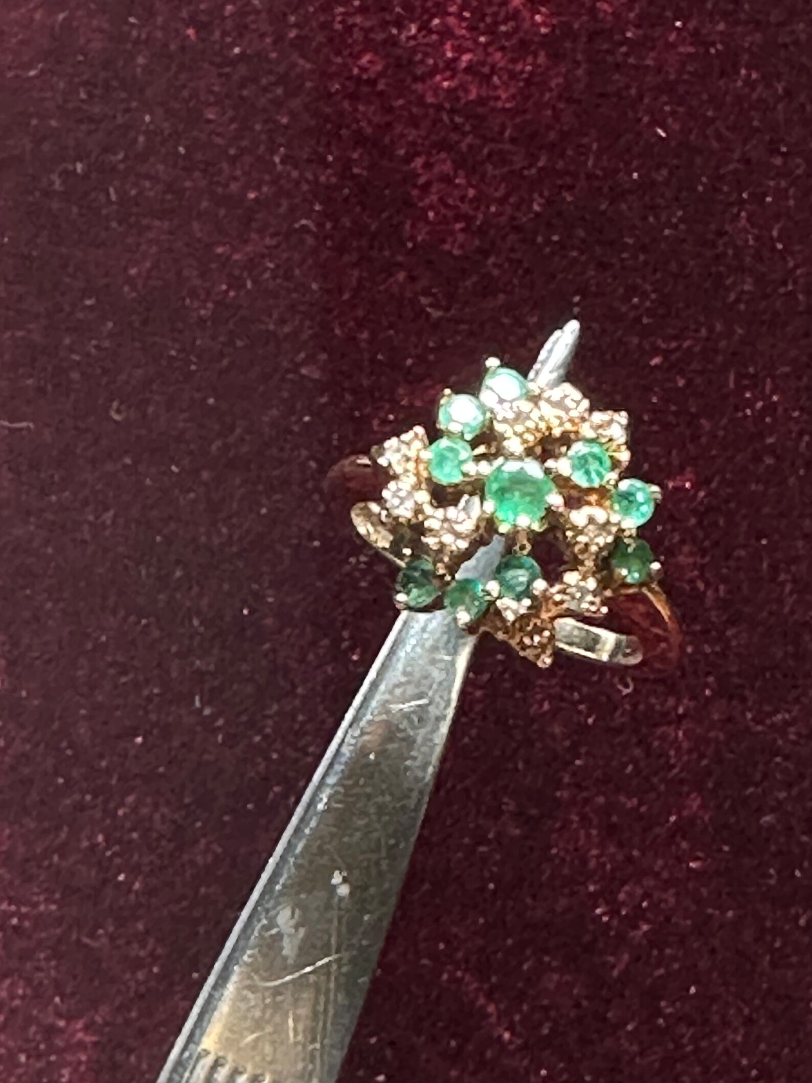 Vintage 10KP Yellow Gold Emerald Cluster Ring~size 5 3/4 - Etsy