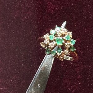 Vintage 10KP Yellow Gold Emerald Cluster Ring~size 5 3/4 - Etsy