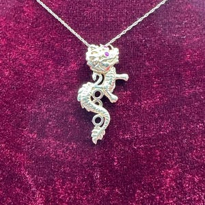 Vintage 10K Yellow Gold Dragon With Ruby Eyes Pendant Necklace With 18 ...