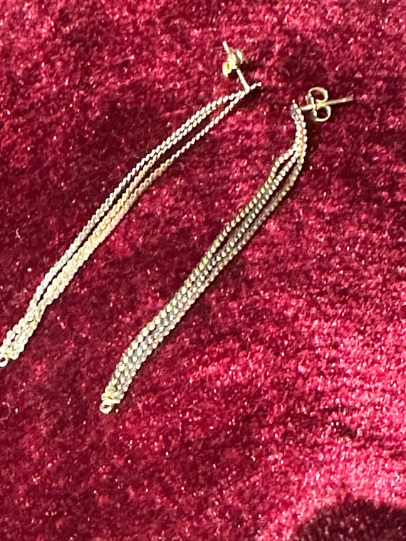 14K Tri-Color Solid Gold Serpentine Chain Earring ngs - Gem