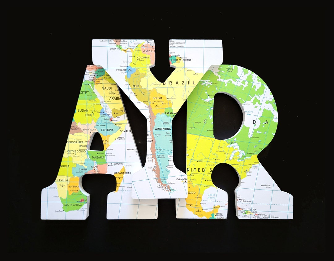 World Map Wooden Letters, Custom, Travel Nursery Letters, Girl or Boy ...