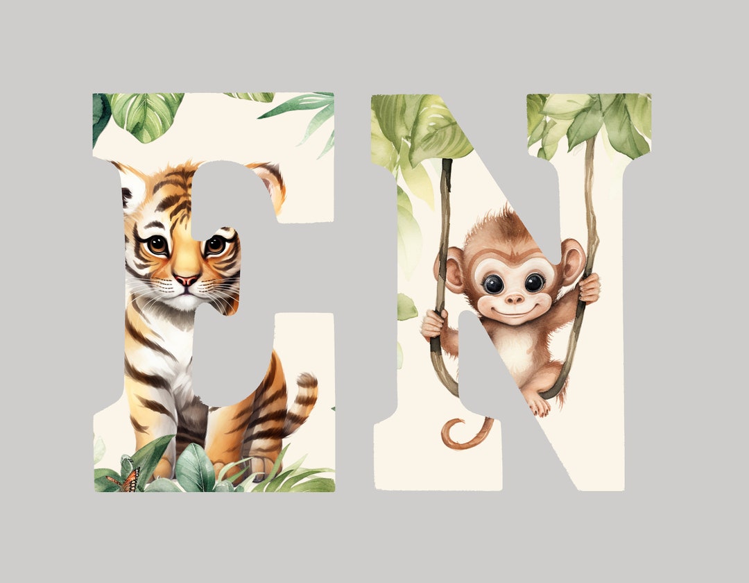 Safari Jungle Animal Wooden Letters, Nursery Letters, Custom, Kid ...