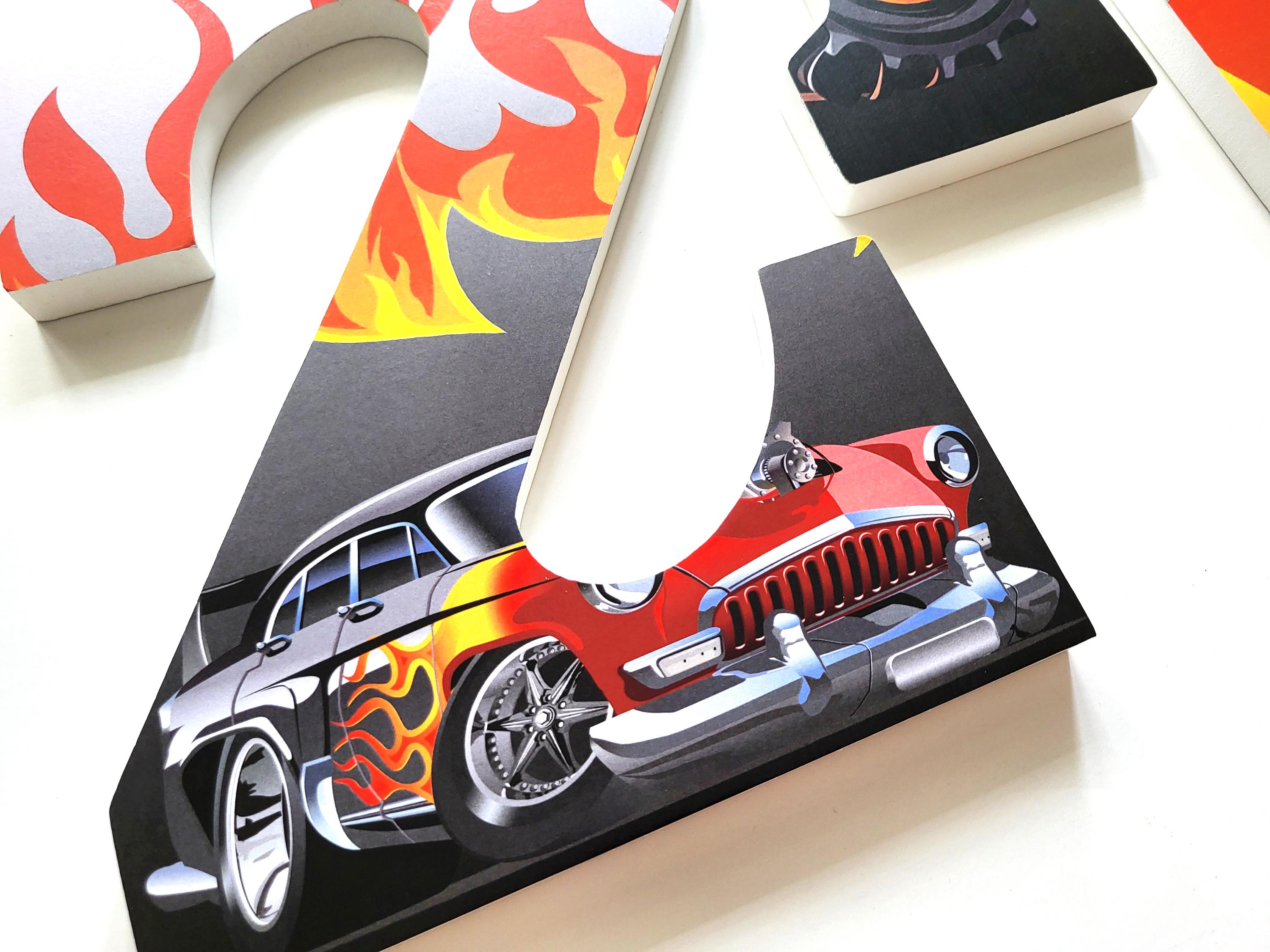 Hot Rod Wooden Letters, Race Car Letters, Custom, Car Theme, Boys Rooms ...