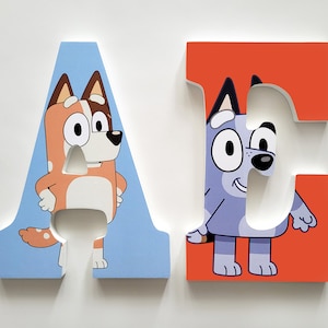 Bluey the Dog Wooden Letters, Custom Wood Letters, Boy Girl Bedroom ...