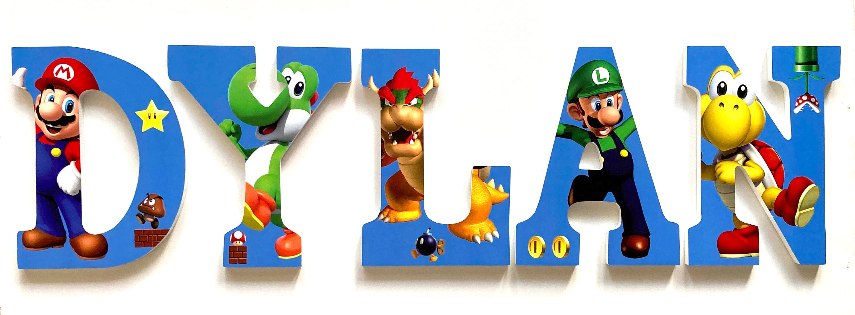 Super Mario, Mario Brothers Wooden Letters, Custom, Boy Girl Kid ...