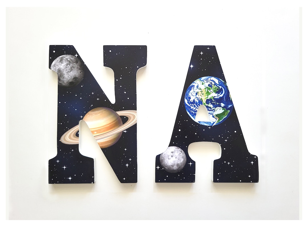Space Wooden Letters, Planet Stars Wood Letters, Kid Bedroom, Star Wars ...