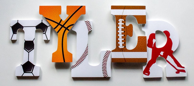 Sports Wooden Letters, Custom, Nursery Decor, Playroom, Teacher's ...