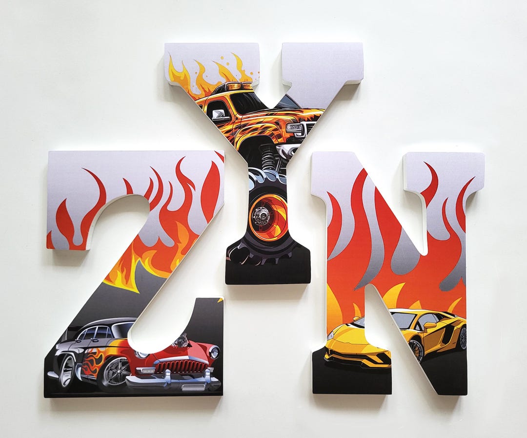 Hot Rod Wooden Letters, Race Car Letters, Custom, Car Theme, Boys Rooms ...