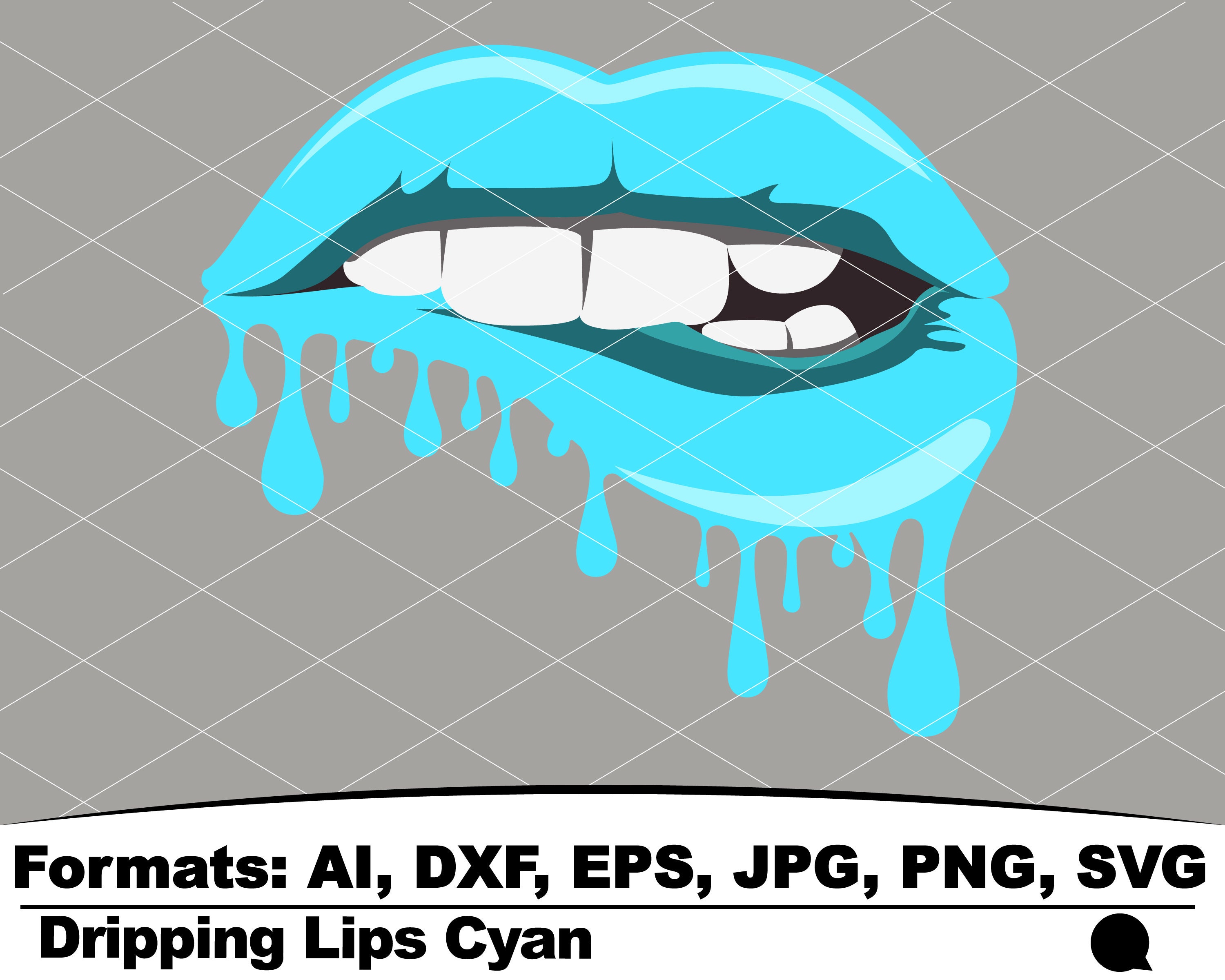 Dripping Lip Svg Cyan Color Svg Designs T-shirt Design | Etsy