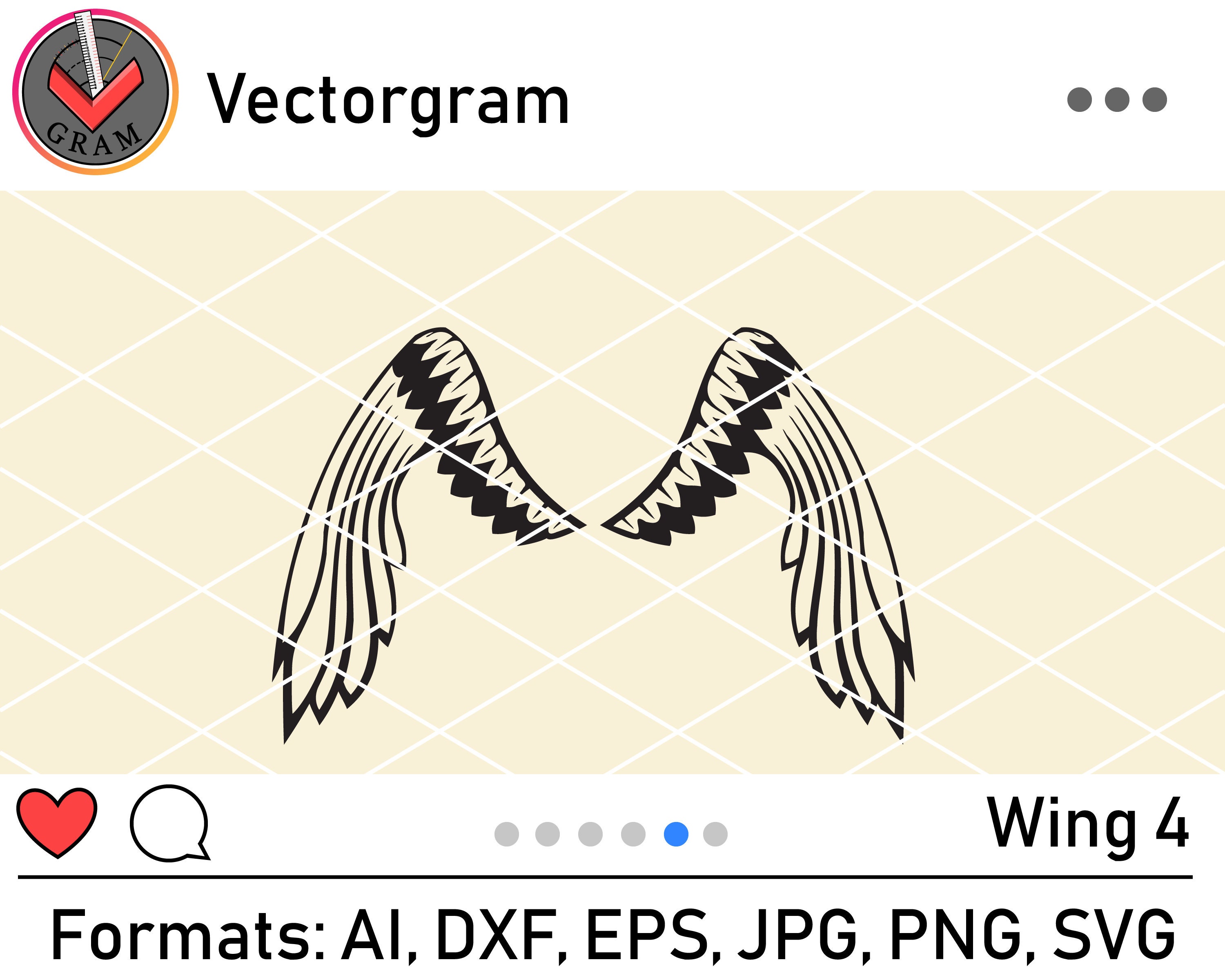 Wing 4 Svg Cut File for Silhouette or Cricut, Ai, Pdf, Eps, Svg, Dxf ...