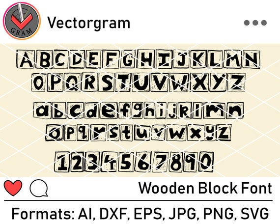Wooden Block Font Vector Art Scraper Ai Dxf Eps Jpg | Etsy