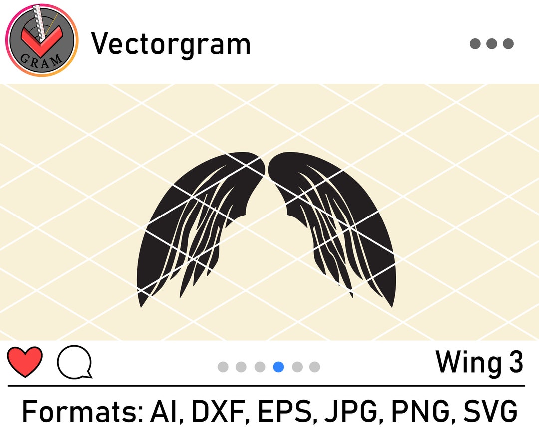 Wing 3 Svg Cut File for Silhouette or Cricut, Ai, Pdf, Eps, Svg, Dxf ...