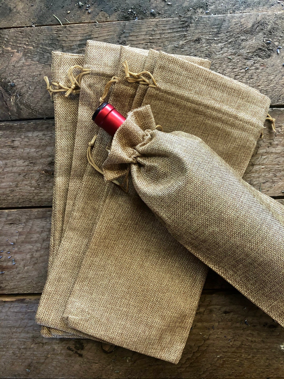 Bulk Burlap Wine Bottle Gift Bags With Drawstring (jute Wine Bag) - 6 ...