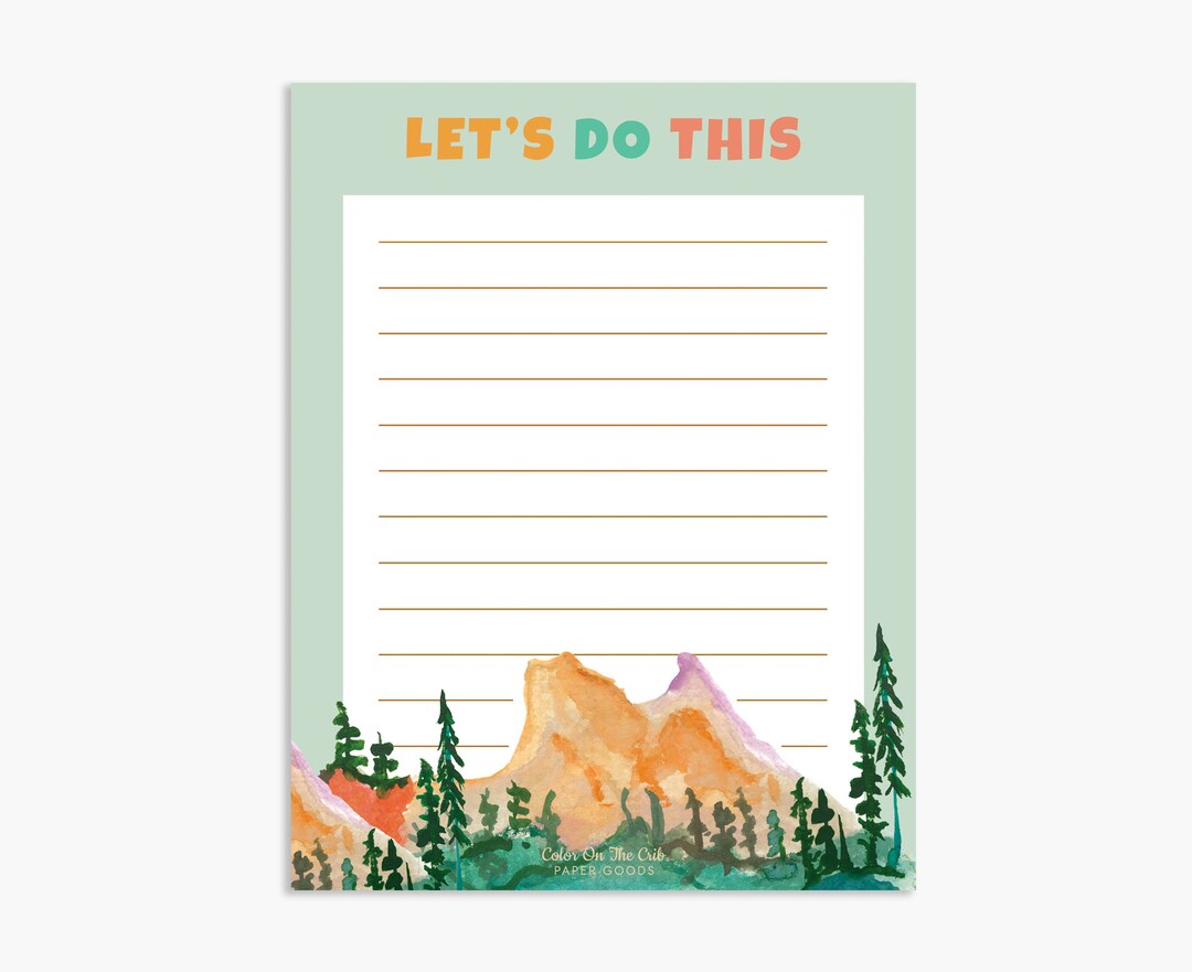 Lined Notepads, Desk Notepad, Sticky Notes, Watercolor Mountain Notepad ...