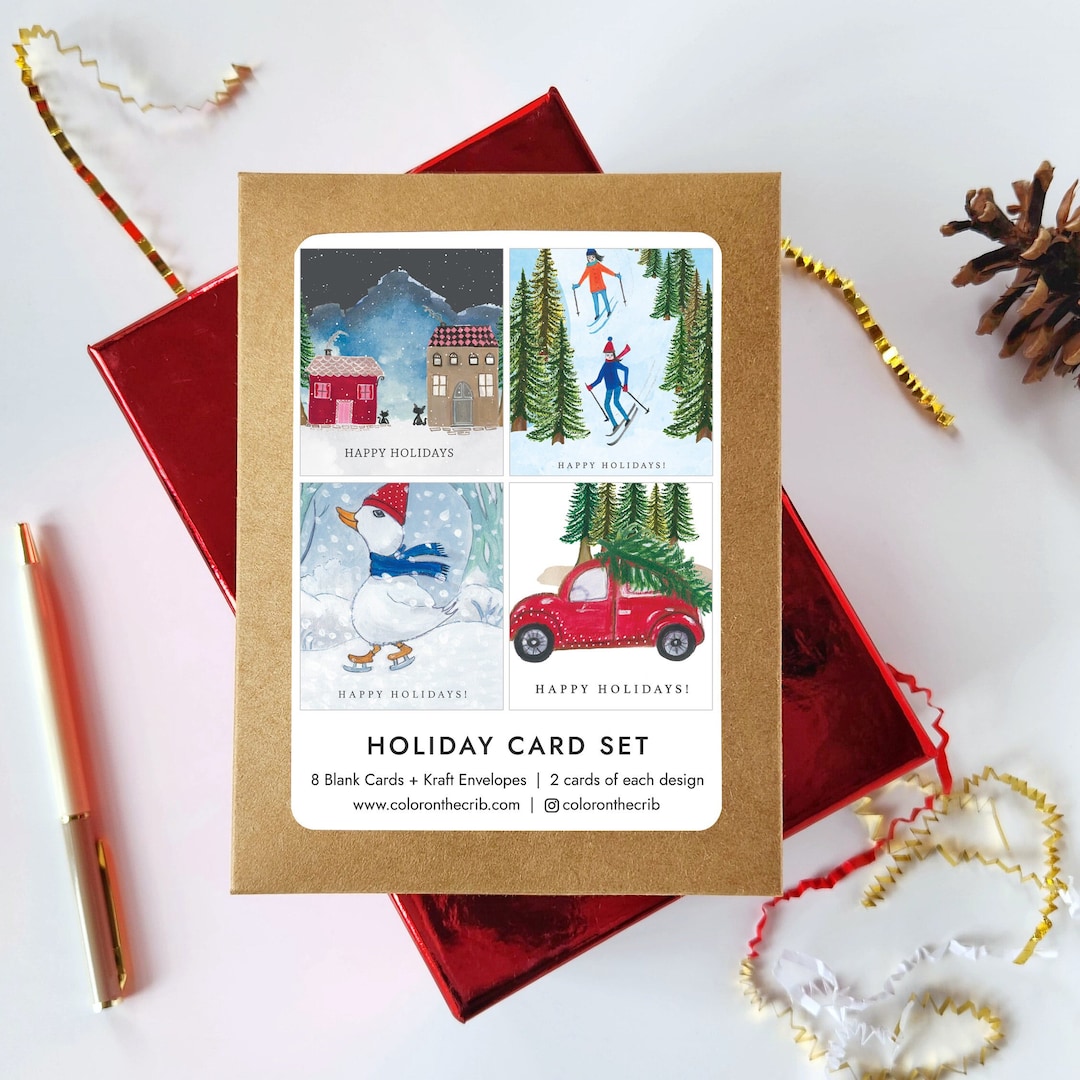 Holiday Boxed Cards, Set of 8 Holiday Greetings, Christmas Cards ...