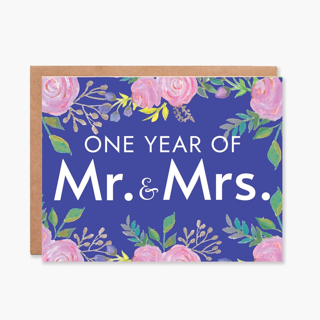 One Year Anniversary Card, Floral First Anniversary Card, 1st ...