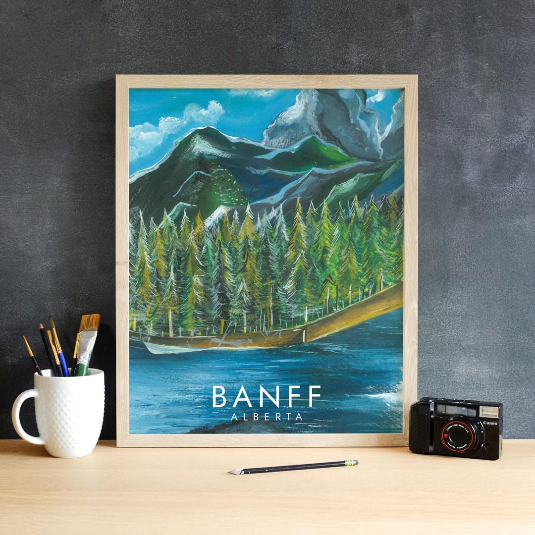 Banff Art Print, Banff National Park Watercolor Art, Banff Mountain ...