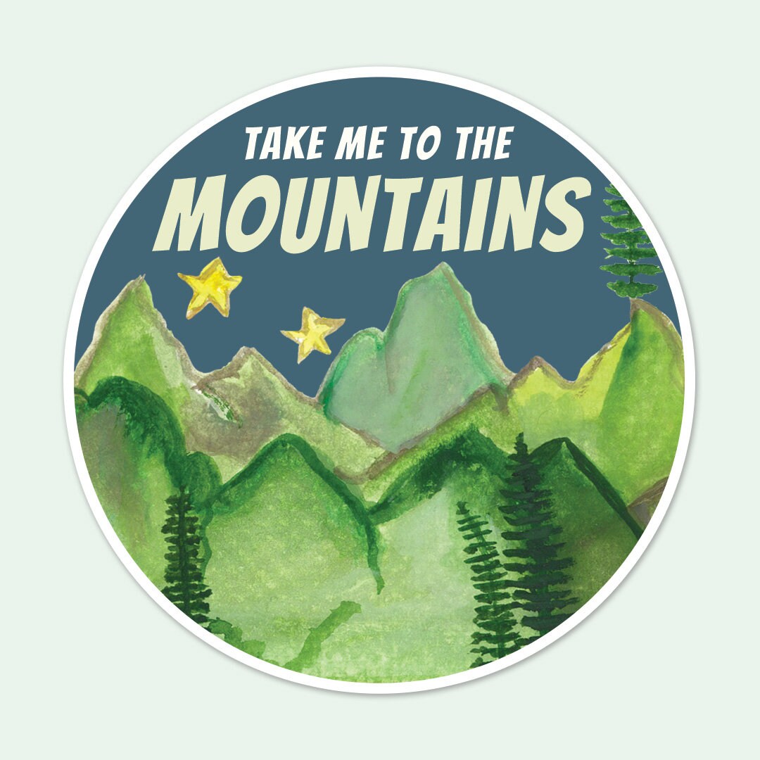 Mountain Sticker, Nature Sticker, Waterproof Sticker for Water Bottle ...