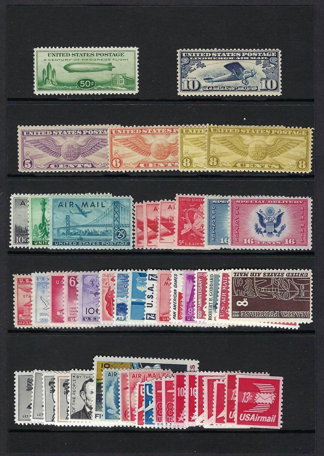 NNSTAMPS: HUGE U.S. Airmail Dealer Stock Stamp Collection -- 1920s ...
