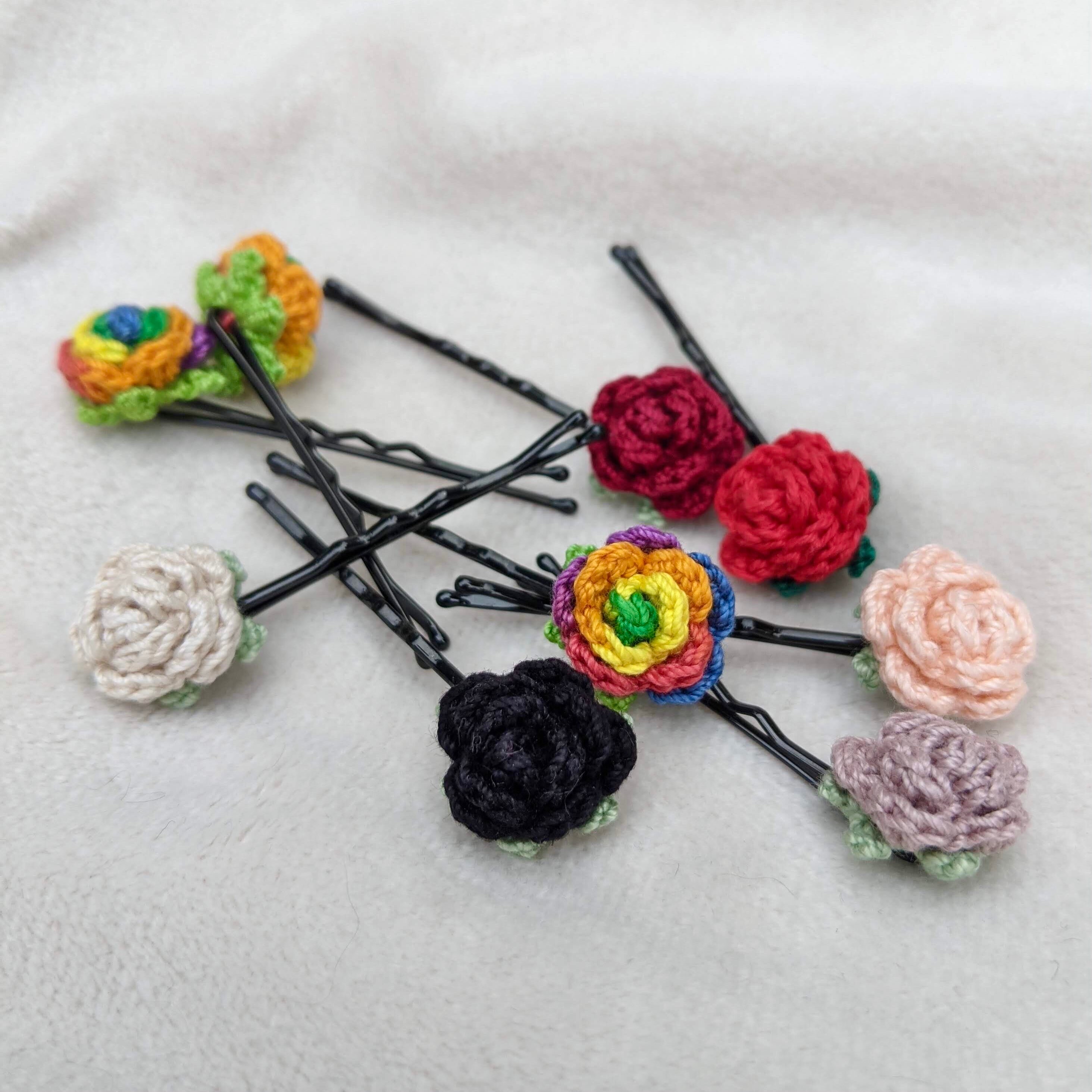 Crochet Rose Bobby Pins SET OF 2 - Etsy