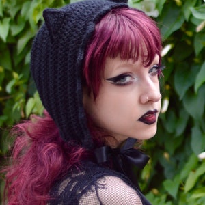 Crochet Black Cat Bonnet Hat - Etsy Canada