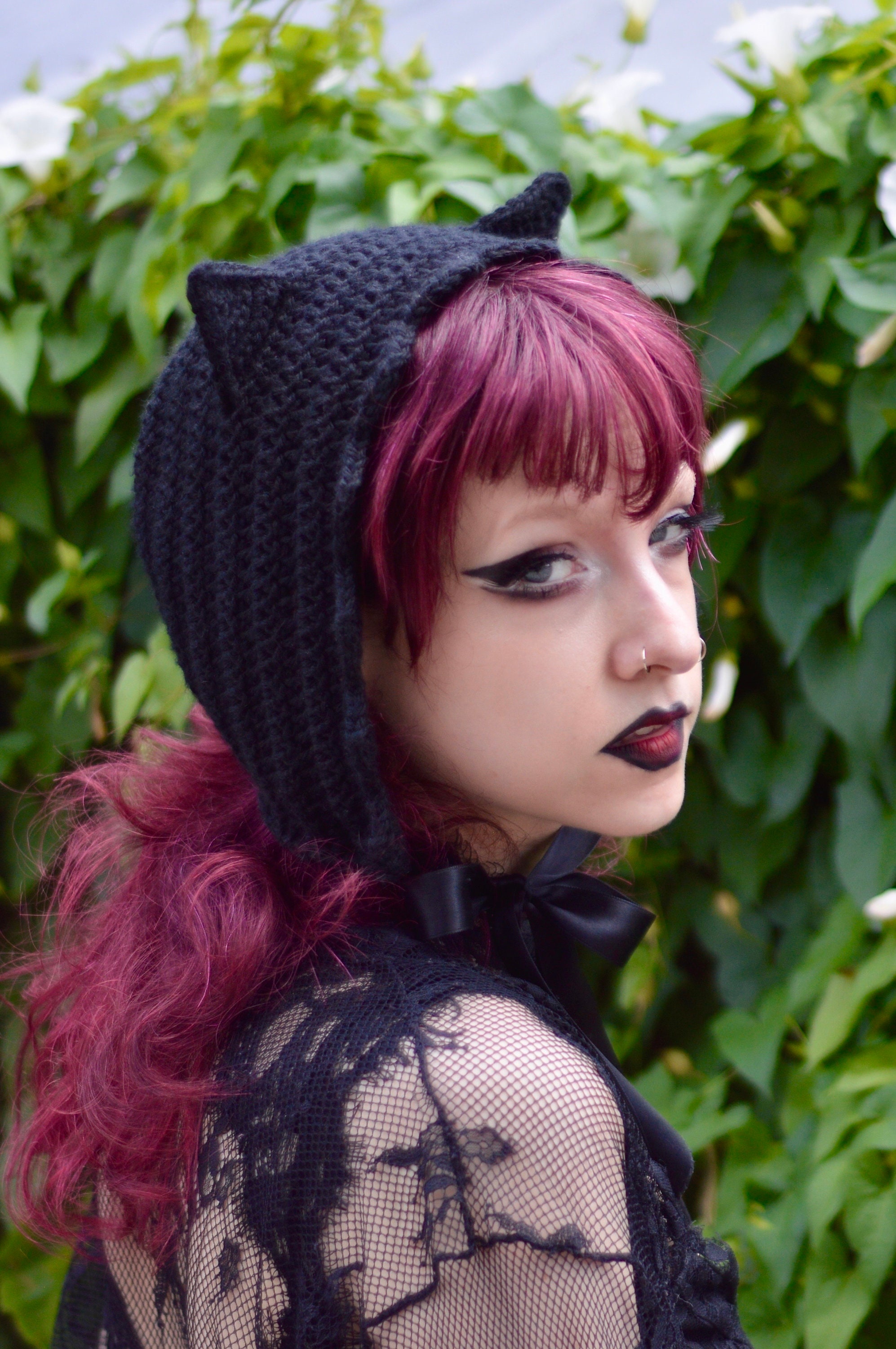 Crochet Black Cat Bonnet Hat - Etsy Canada