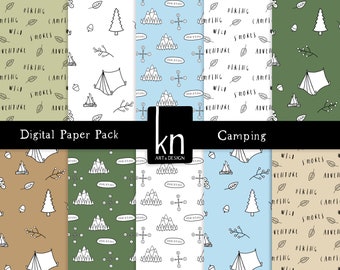Camping Seamless Digital Paper Pack Hunting Digital Paper - Etsy