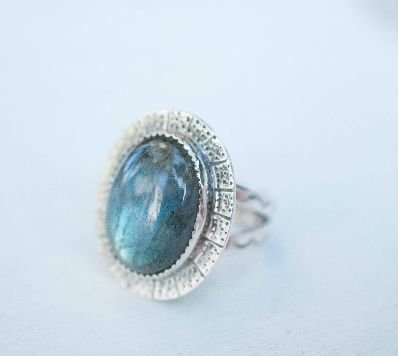Rainbow Labradorite Ring Statement Big Oval Shape - Etsy