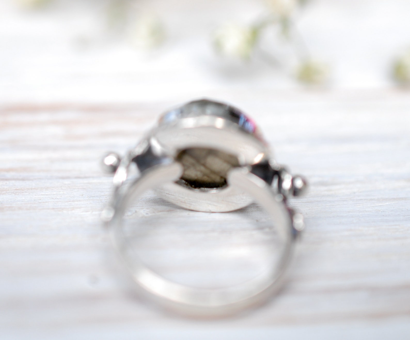 Rainbow Labradorite Round Ring Gemstone Natural sterling | Etsy