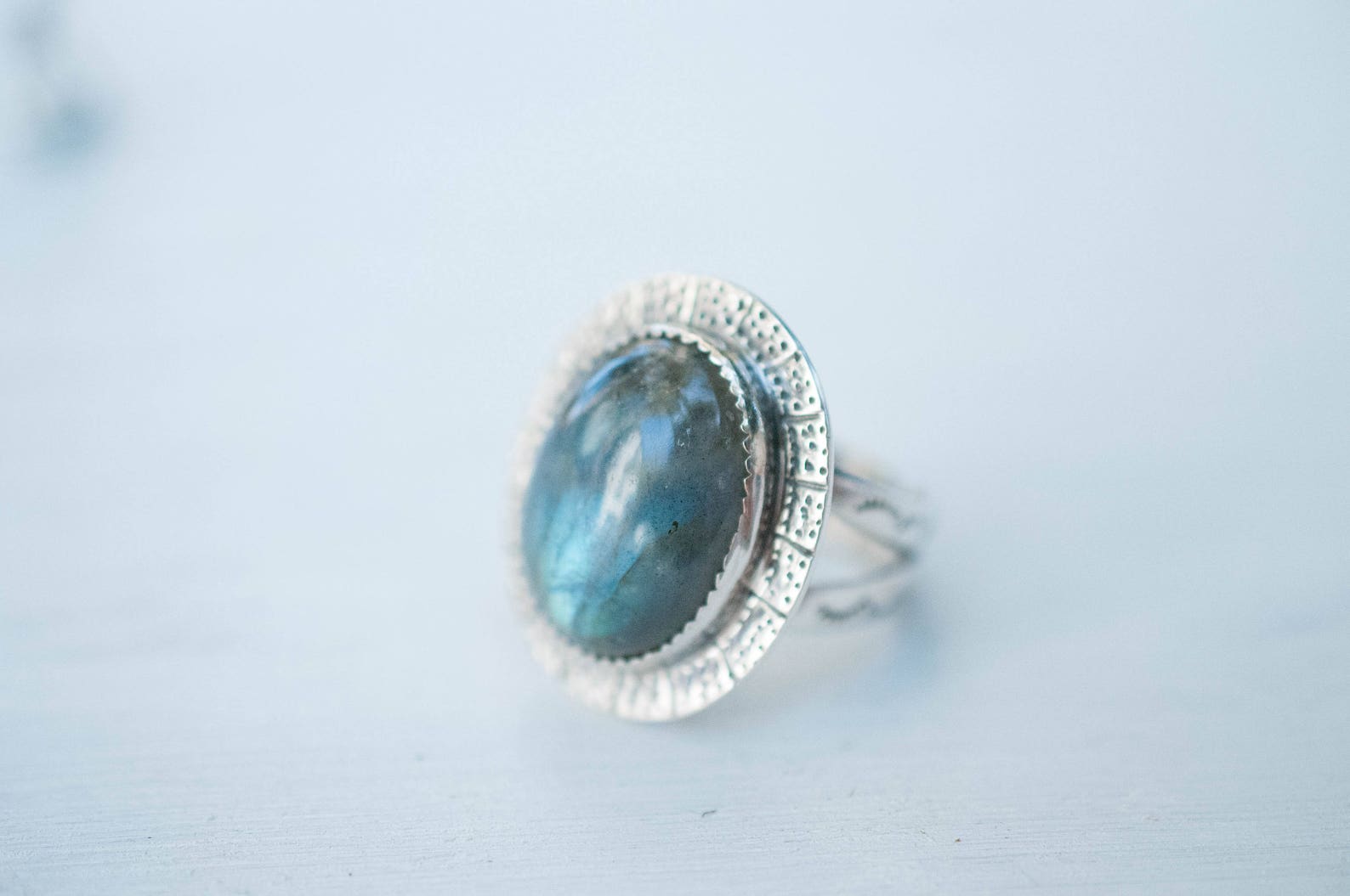 Rainbow Labradorite Ring Statement Big Oval Shape - Etsy