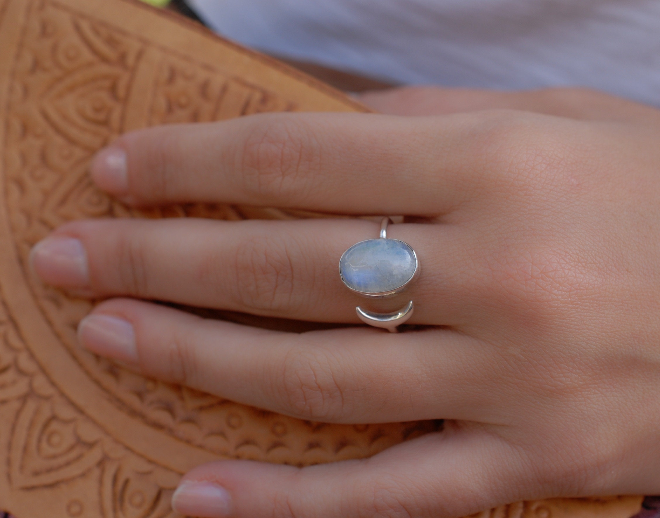 Moonstone Ring ~ Sterling Silver 925 ~handmade ~adjustable~ Crescent ...