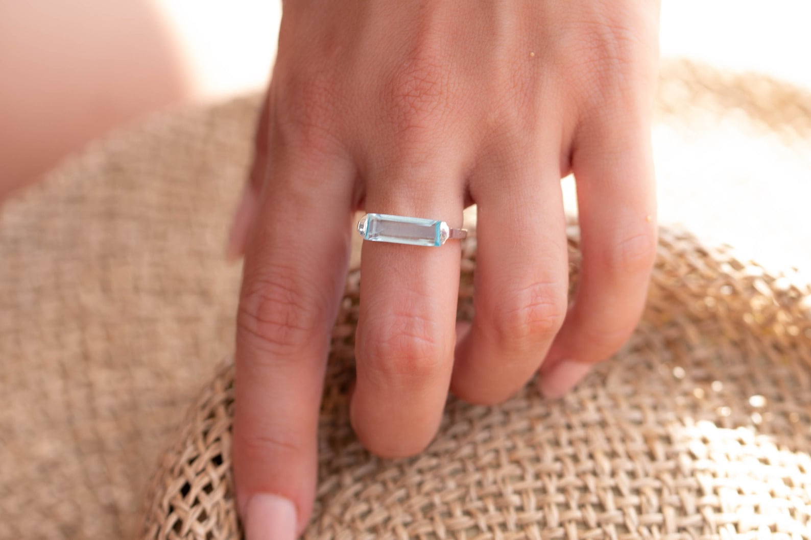 Blue Topaz Hydro Ring Sterling Silver 925 Rectangular - Etsy