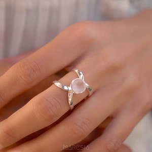 Rose Quartz Ring ~ Double Band ~ Sterling Silver 925 ~ Gemstone~jewelry ...