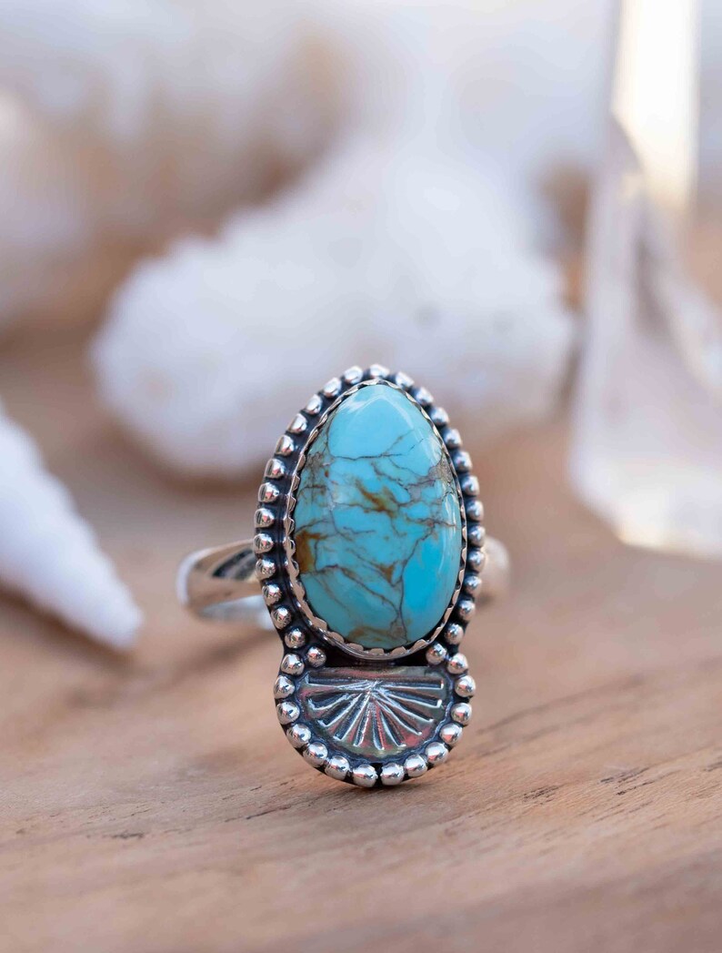 Turquoise Ring Oval Shape sterling Silver 925 Handmade - Etsy