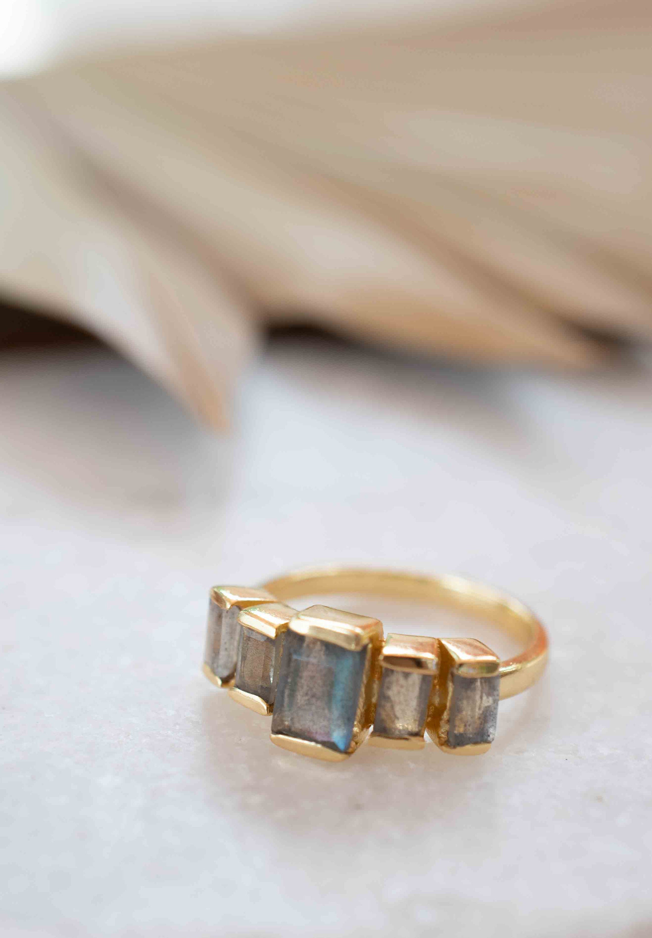 Rainbow Labradorite Ring ~ Rectangular Stone~ Gemstone ~ Natural ~ 18k ...