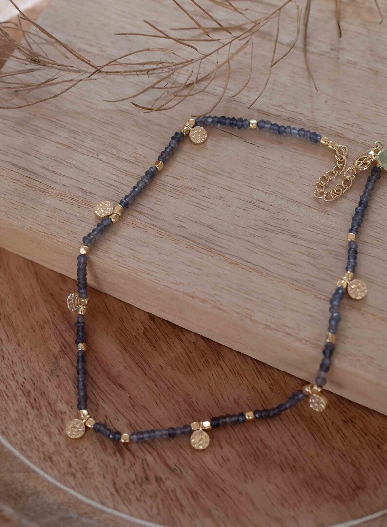 Iolite Hydro Necklace ~ Gold Plated 18k ~choker ~ Jewelry ~ Gift for ...