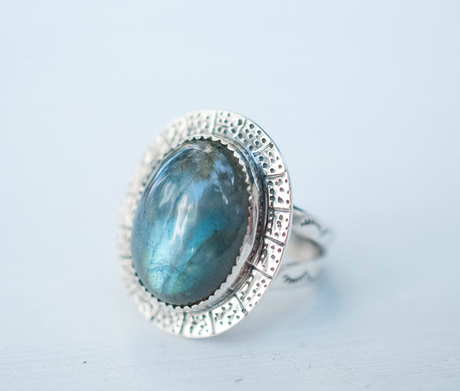 Rainbow Labradorite Ring Statement Big Oval Shape - Etsy