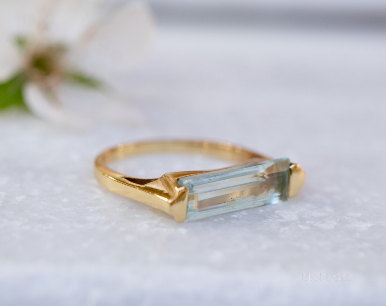 Blue Topaz Hydro Ring Rectangular Stone 18k Gold Plated - Etsy