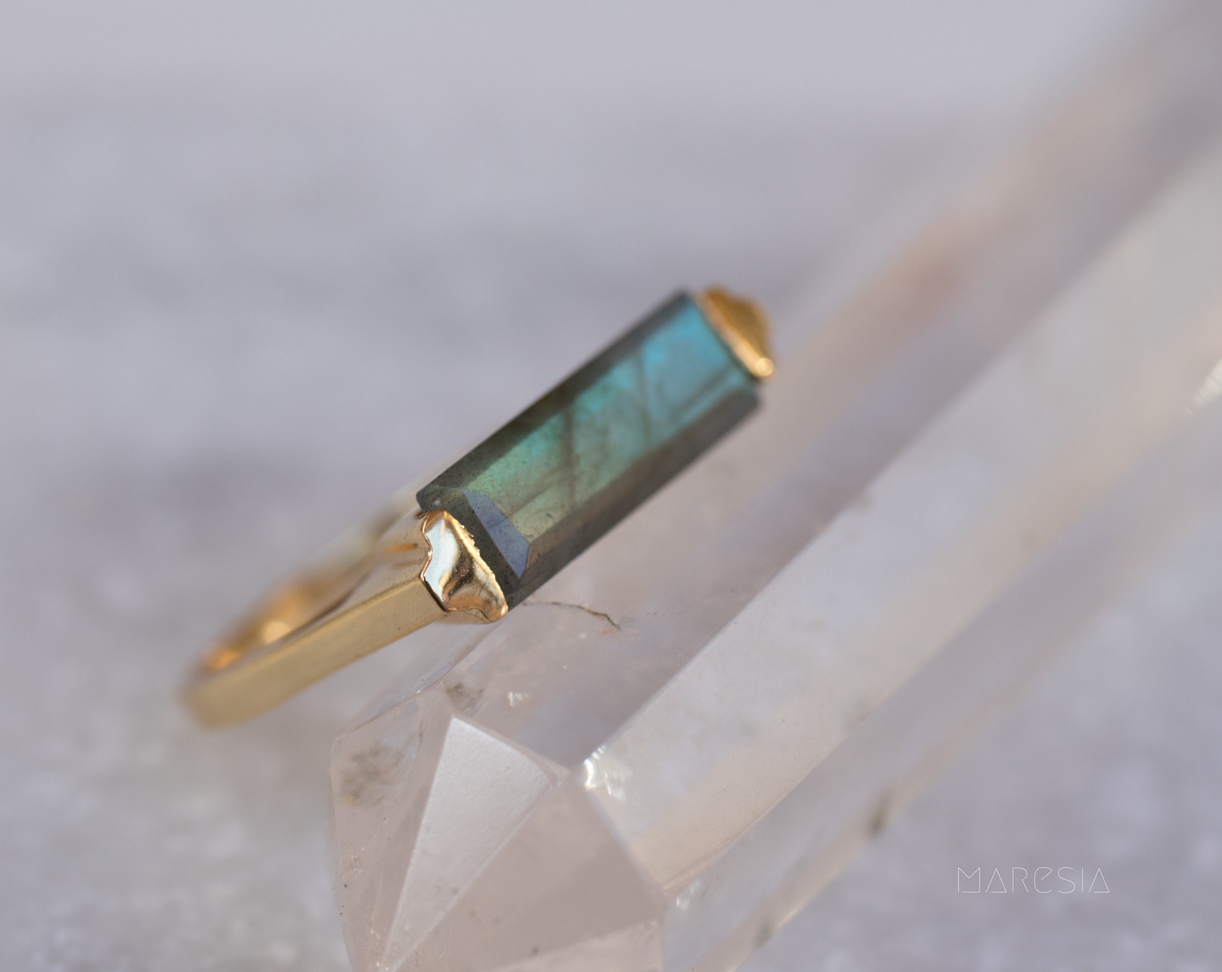 Rainbow Labradorite Ring Rectangular Stone Gemstone - Etsy