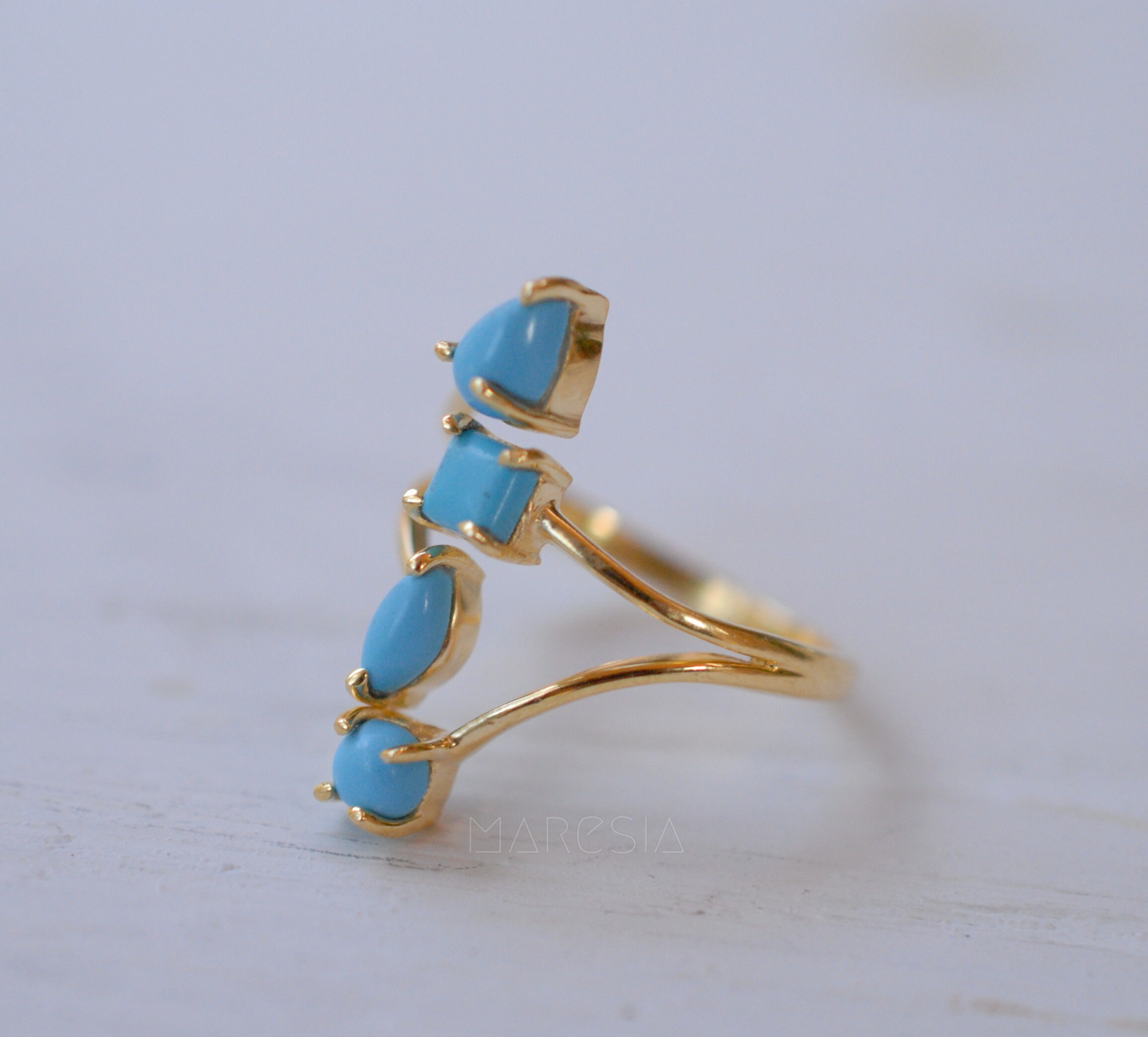 Turquoise Ring 18k Gold Plated Handmade Everyday | Etsy