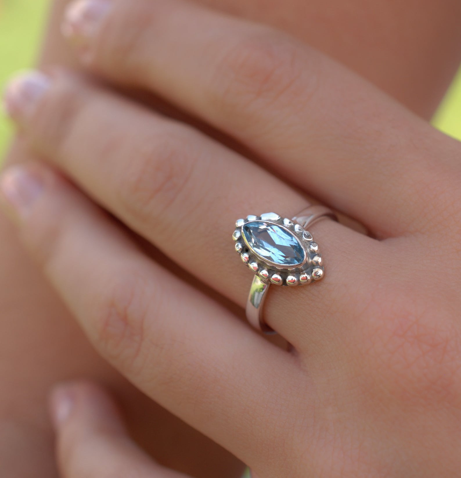 Blue Topaz Ring Sterling Silver 925 jewelry Handmade - Etsy