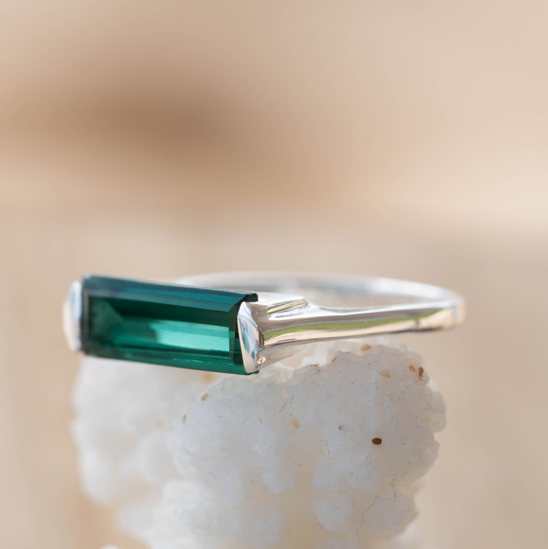Green Tourmaline Hydro Ring ~ Sterling Silver 925 ~ Rectangular Stone ...
