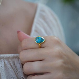 Copper Turquoise Ring ~ Gemstone ~ Natural ~ 18k Gold Plated ~ Jewelry ...