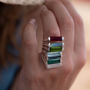 Garnet Hydro Ring ~ Sterling Silver 925 ~ Rectangular Stone ~ Jewelry ...