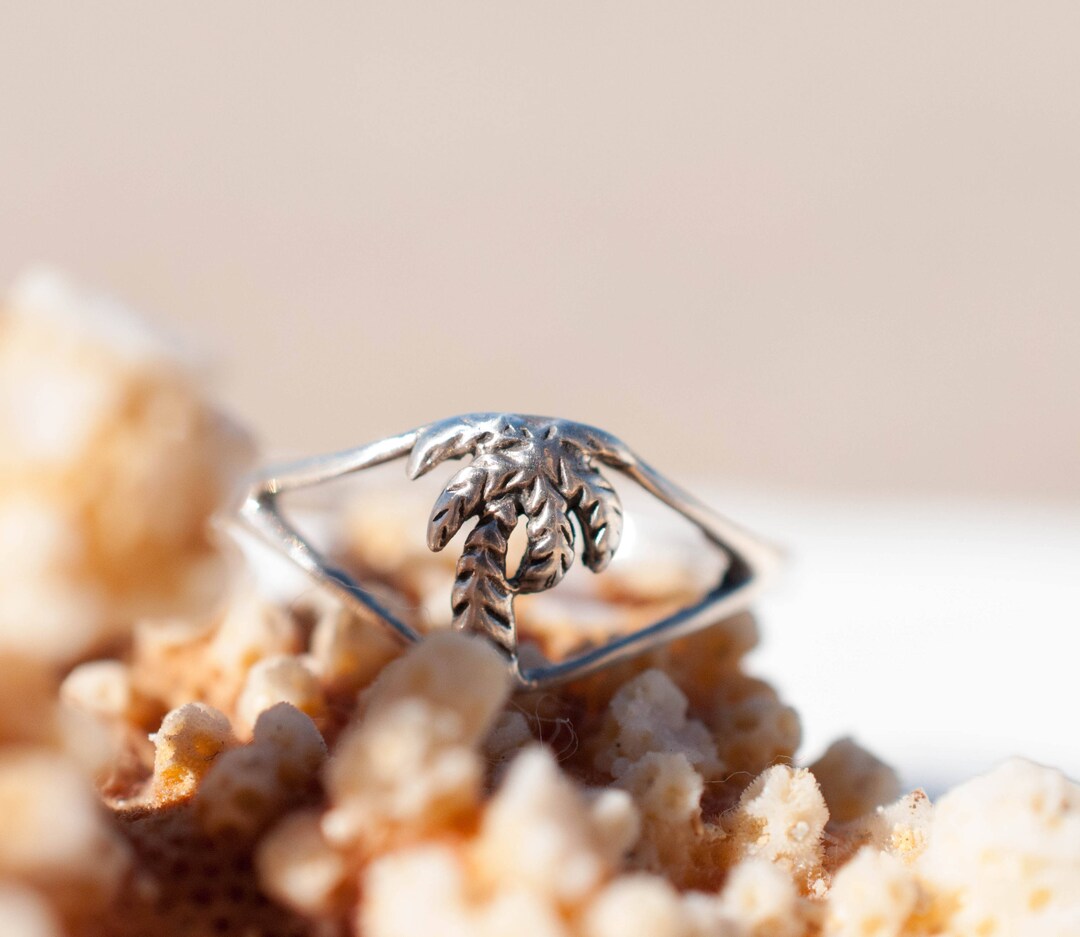 Palm Tree Ring ~ Sterling Silver 925 ~ Jewelry ~ Thin Band ~ Basic ...