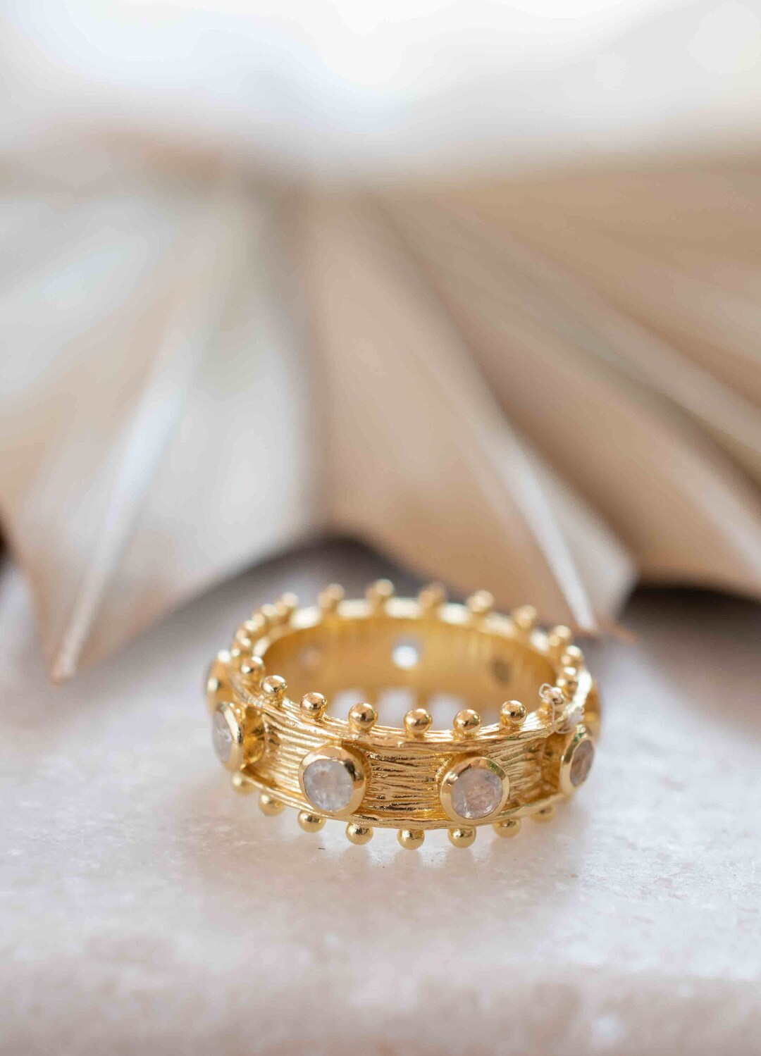 Moonstone Gold Plated Ring Natural Stone 18k Gold Plated - Etsy