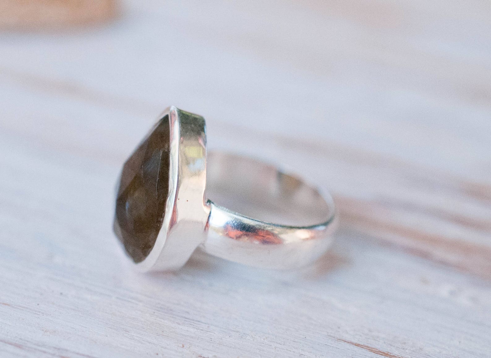 Rainbow Labradorite Ring Statement Big Tear Drop | Etsy