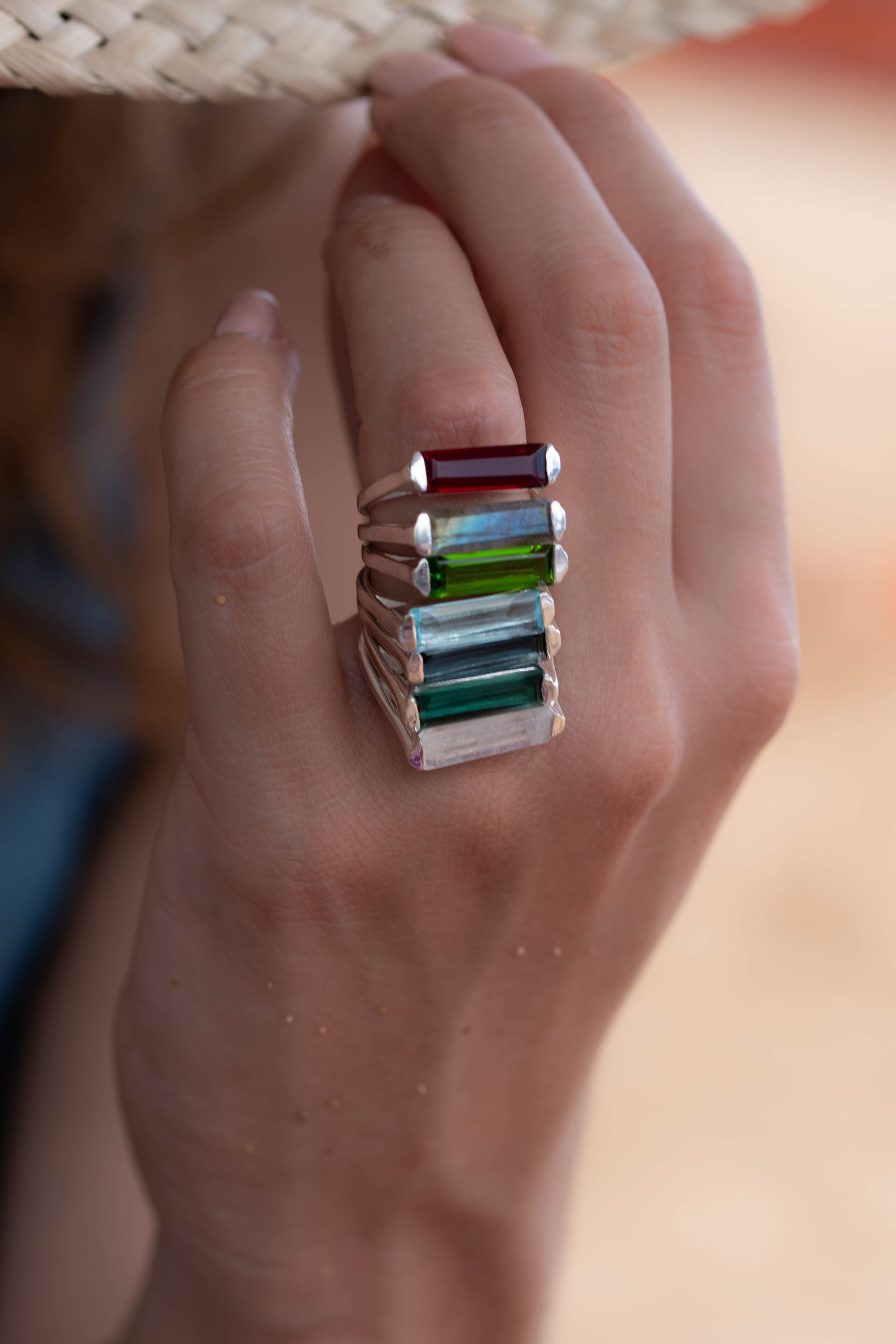 Garnet Hydro Ring Sterling Silver 925 Rectangular Stone - Etsy