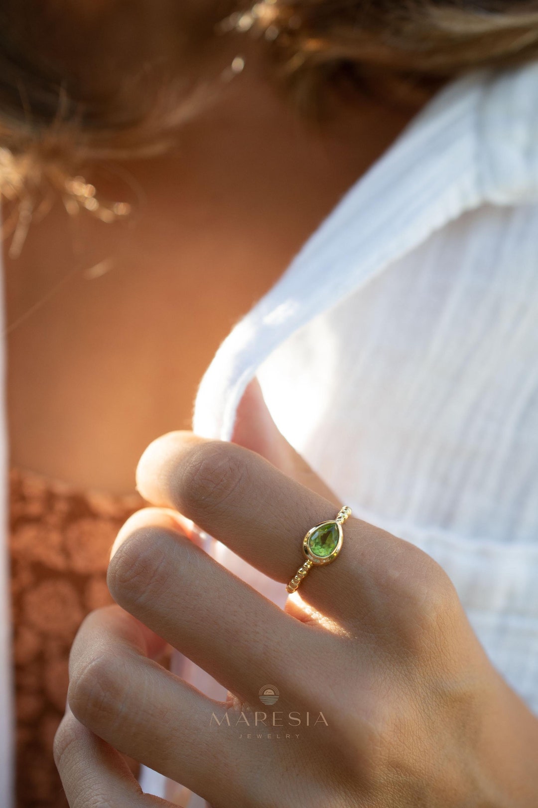 Peridot Gold Ring ~ Delicate ~ 18k Gold Plated Over Sterling Silver ...