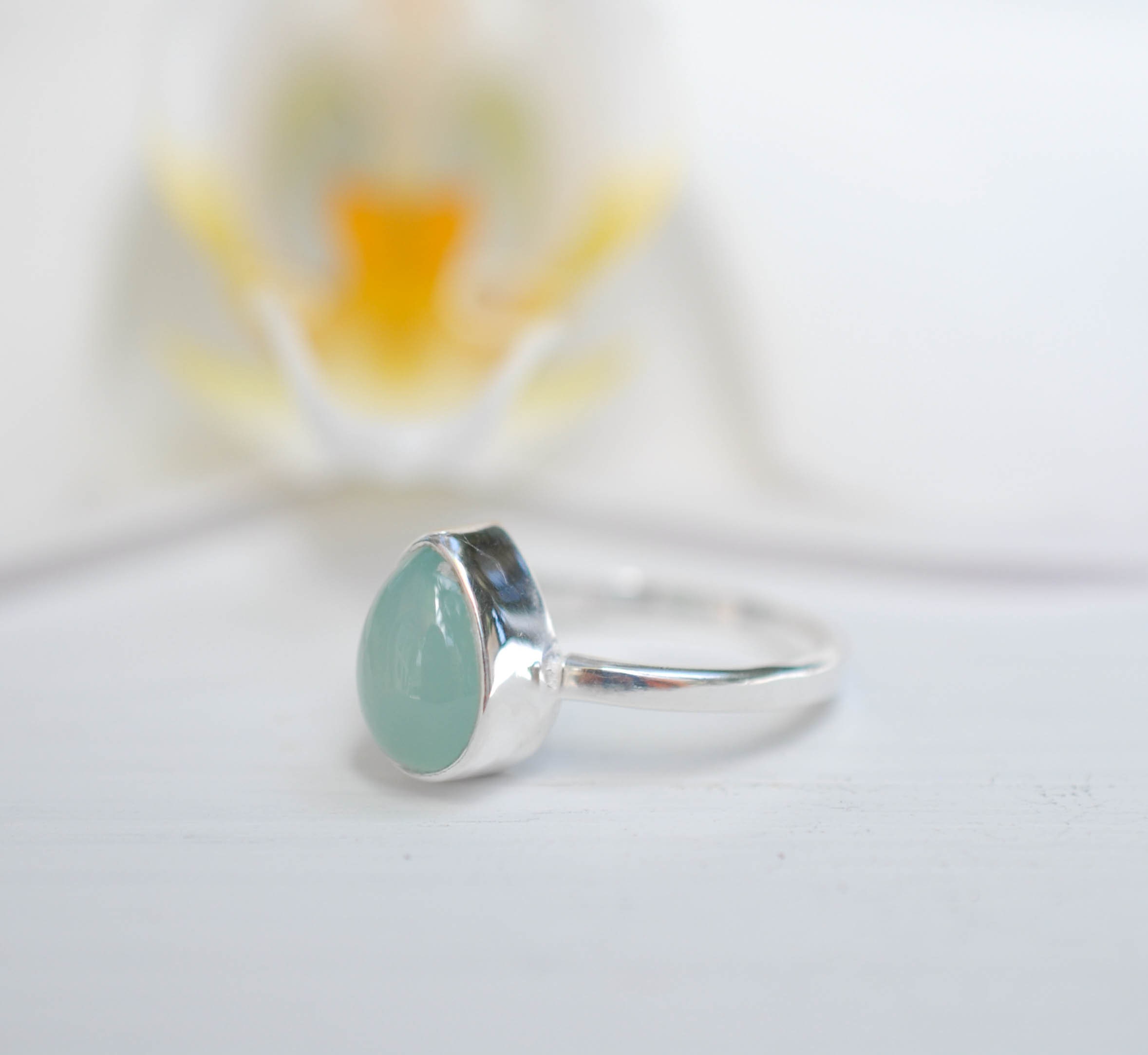 Aqua Chalcedony Ring ~ Sterling Silver 925 ~ Handmade ~ Gemstone ~ Thin ...